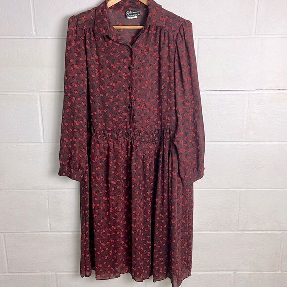 Vintage | Dresses | Vintage Breli Florallong Sleeve Cinched Waist ...